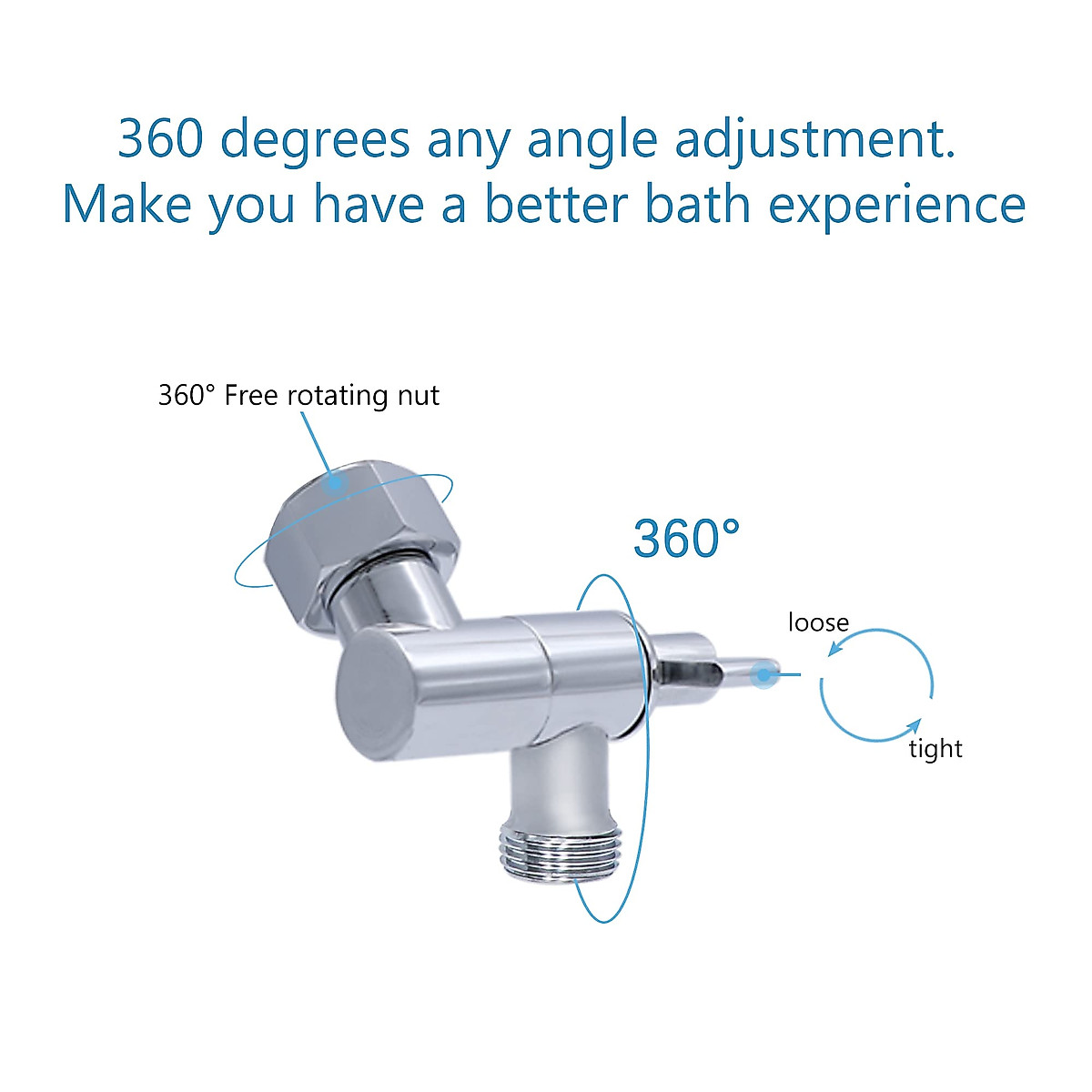 All Metal Shower Angle Adapter, Adjustable Shower Head Extension Adapter, Solid Brass Shower Head Elbow,Adjust Angle to Upgrade Shower Experience,Universal Connection (chrome)