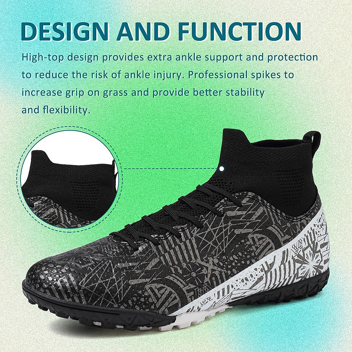 Soccer Cleats Mens Women Football Cleats for Big Boy Indoor Soccer Shoes Tacos de Futbol para Hombre Zapatos de Futbol para Hombre High Top Football Shoes Youth Futsal Shoes Football Boots TF