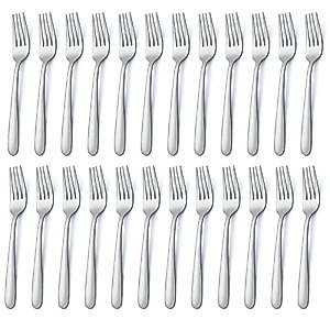 24 Pieces Dinner Forks, Pleafind Forks Silverware, 7.1 Inches Silverware Forks, Stainless Steel Forks, Mirror Polished Forks Silverware Set, Forks Use for Home, Kitchen or Restaurant, Dishwasher Safe