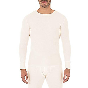 Fruit of the Loom Men's Classic Midweight Waffle Thermal Underwear Crew Top (1 & 2 Packs), Sandstone, X-Large