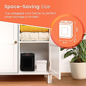 Pro Breeze Space Heater – 1500W Portable Electric Heater for Indoor Use, Ceramic Heater with Adjustable Thermostat, Small Heater for Home, Bedroom, Office, Garage with 3 Operating Modes - Black