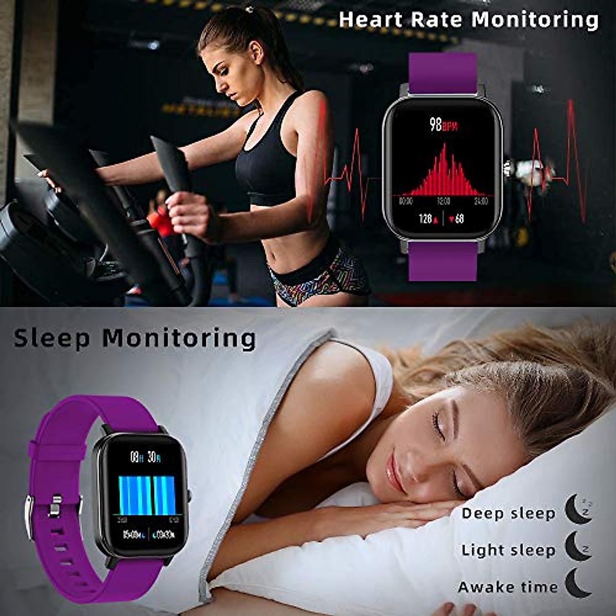 Smart Watch (Answer/Make Calls), Smartwatch for iOS and Android Phones, Fitness Tracker Watch for Men and Women (Purple, 1.4”)