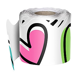 Carson Dellosa Kind Vibes Doodle Heart Bulletin Board Borders, 36 Feet of Scalloped Heart Classroom Borders for Bulletin Board