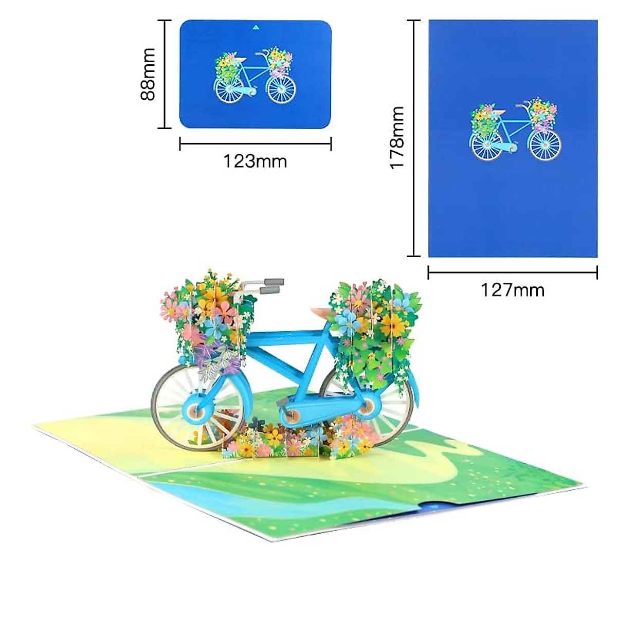 Paper Spiritz Flower Bike Pop Up Card Bicycle Greeting Card Mother's Day Anniversary Pop Up Card Birthday Popup Card Thank You Card Just Because All Occasions-100% Recycled and Eco-Friendly