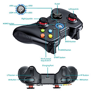 EasySMX 【New】 Wireless PC Controller, Arion8236 Gaming Controller for Windows Steam/PS3/Android/Switch/Steam Deck, Dual-Vibration Computer Controller Gamepad with Turbo, 14 Hours Working Battery