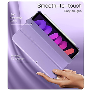 TiMOVO Case for iPad Mini 7 A17 Pro 8.3-inch 2024, iPad Mini 6th Generation Case, Slim Translucent Hard Back Folio Cover Support Touch ID & Apple Pencil Charging, Auto Wake/Sleep - Taro Purple