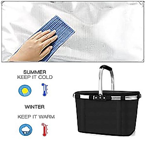 GIVDDAE Picnic Basket Shopping Bags Lunch Bag for Women/Men School Picnic Beach Insulated Bag for Hot Food Delivery Bag Collapsible Picnic and Food Delivery Tote 30L (Black)