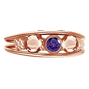 Wishrocks Round Cut Bezel Set Simulated Amethyst Fashion Toe Ring In 14k Rose Gold Over Sterling Silver Jewelry For Women