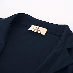 Women Casual Business Suit Blazer Jacket 3/4 Sleeve Open Front Cardigan Navy L