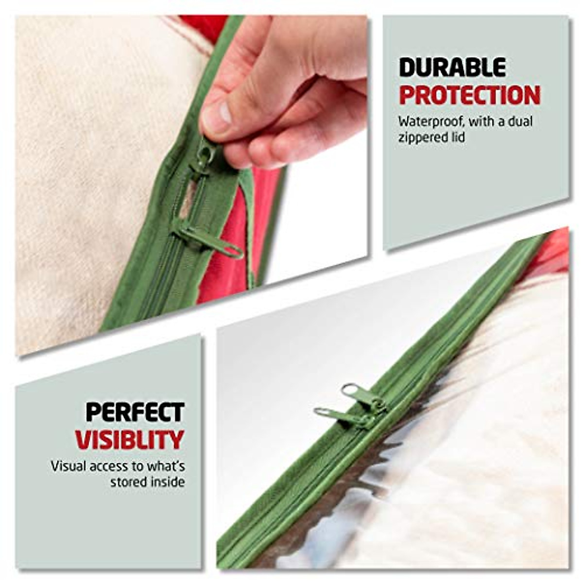 ZOBER Non Woven Under-Bed Christmas Gift wrap Storage & Decoration Bag PVC Cover, Slim Compact Wrapping paper Holiday Storage, Reinforced Handles for Easy Carrying