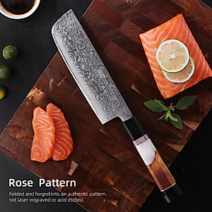 FINDKING 7 Inch Nakiri Chef Knife, Sharp Japanese Vegetable Knife, Sturdy Milk Street Knife, Stylish Usuba Knife, Perfect Home Cook's Knife (BLACK-ROSE Series)