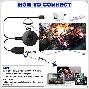Wireless Display Dongle Adapter, Tsemy 4K HDMI Wireless Adapter MiraScreen Dongle Streaming Media Player Screen Mirroring from Small to Big Screen, Support Miracast Airplay DLNA TV Monitor Projector
