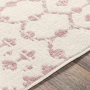Hauteloom Glentana Moroccan Farmhouse Traditional Trellis Living Room Bedroom Area Rug - Bohemian Aztec Tribal Carpet - Light Pink, Beige, Cream, Blush - 5'3" x 7'3" (5x7)