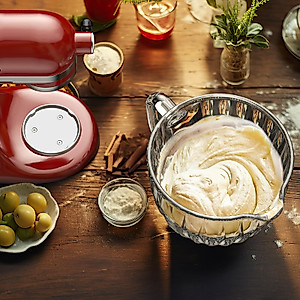 Glass Mixer Bowl for Kitchenaid 4.5-5QT Tilt-Head Stand Mixer, 5 Quart Glass Bowl with Measurement Markings, Glass Mixing Bowl with Kitchenaid Artisan Mixer, Refrigerator & Dishwasher Safe by InnoMoon