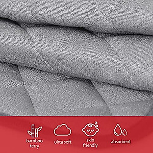 Bamboo Diaper Changing Pad Liner Non-Slip, Soft Terry Waterproof Changing Pad Mat, Quilted Absorbent Bassinet Liner Washable, 3 Pack Large 14"x 27" Reusable Changing Table Pad Protector Grey