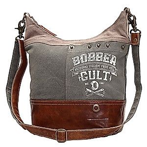 Myra Bag Bobber Upcycled Canvas Shoulder Bag S-0949, Tan, Khaki, Brown, One_Size
