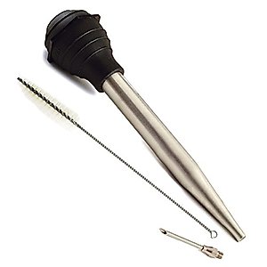 Norpro Deluxe Stainless Steel Baster with Injector and Cleaning Brush