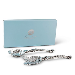Arthur Court Designs Aluminum Metal Butterfly Salad Serving Set Garden Inspired Heavy Quality Amazing Detail 11 inch Long