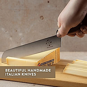 Formaticum Professional Cheese Knife- 8" x 1.25" Firm & Hard Cheese Slicer, Rust-Proof Stainless Steel Blade w/Solid Walnut Handle, Great Cheese Charcuterie Accessories, Handmade in Italy