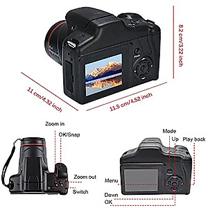 Peahog Digital Camera, 1080p Anti-Shake SLR Camera Time-Lapse Shooting, 2.4 Inch Tft LCD Screen 1080p 16x Zoom Anti-Shake, Anti-Shake Camera for Beginners (Black)