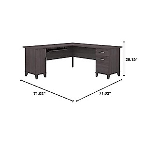 Bush Furniture Somerset L Shaped Desk with Storage, 72W, Storm Gray