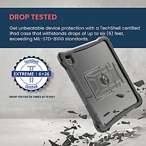 Brenthaven Edge 360 Case Fits iPad 9th | 8th | 7th Generation (10.2-inch) Protective Cover with Screen Protector and Adjustable Stand - Durable Slim Lightweight & Drop Tested Clear Back Shell - Gray