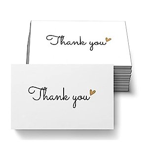 RXBC2011 100 Little Thank You Cards Gold Heart Design Bulk Thank you Notes for All Occasions 3.5 x 2 Inch