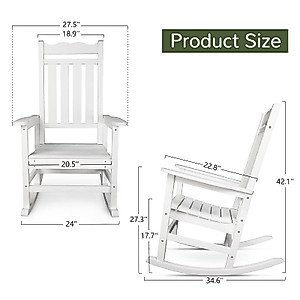 Stoog Oversized Outdoor Rocking Chair with 400 lbs Weight Capacity, Weather Resistant, HIPS Plastic Porch Rocker, for Backyard, Lawn, Fire Pit, Garden and Indoor (White)