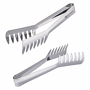 MSY BIGSUNNY Kitchen Pasta Tongs, 8" Stainless Steel Spaghetti Tongs