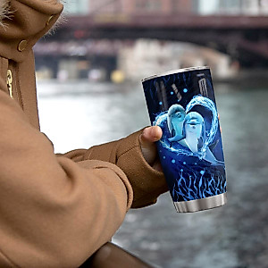 Wassmin Dolphin Gifts Personalized Dolphin Tumbler Stainless Steel 20oz 30oz Coffee Travel Cup Custom Gifts for Woman Girls Friend Spirit Animal Lovers Birthday Christmas