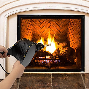 AMAGABELI GARDEN & HOME Fireplace Bellows 15.5"x 7" Large Wood Air Blower Cast Nozzle for Outdoor Camping BBQ Grill Chimney Hand Bellow Pump Pit Barbeque Fire Tools Accessories (Black)