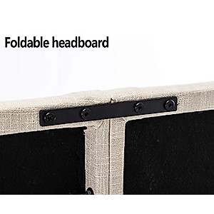 Yongchuang Upholstered Headboard King Foldable Headboard for King Size Bed Adjustable Height Oatmeal