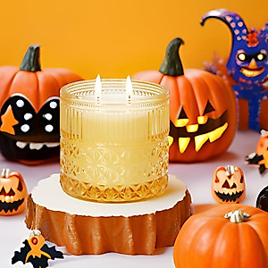 Chloefu LAN Pumpkin Candle, Halloween Candles Gift, Fall Candles for Home Scented, Highly Scented Candles, Luxury Jar Farmhouse Candles with up to 70 Hour Long Lasting Burning, 14 oz