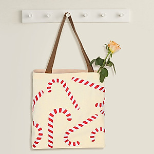 Frienda Christmas Canvas Tote Bag Reusable Shopping Bag Large Xmas Multipurpose Grocery Bag Casual Canvas Shoulder Handbag with Handles for Outdoor Supermarket Shopping Christmas Party Favor Supplies