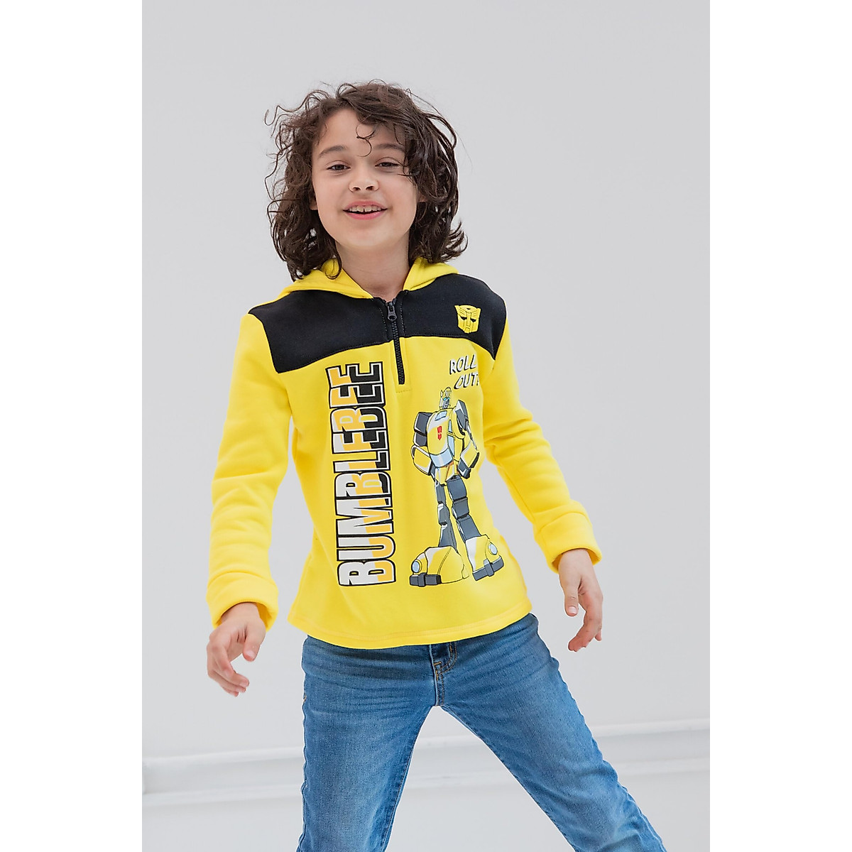 Transformers Bumblebee Big Boys Fleece Half Zip Hoodie Yellow 10-12