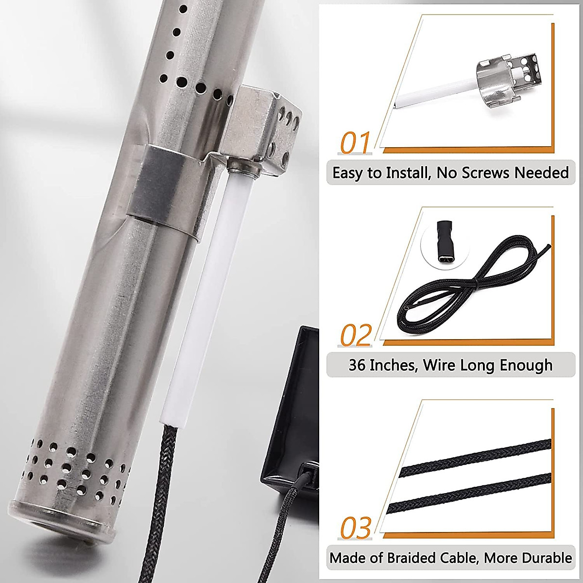 Adviace Grill Replacement Parts for Charbroil Gas2Coal 463370519, 463370516, 463340516, 463336818, 463341918, 463370518, 16 15/16'' Grates, Grill Burner, Heat Shield Plates, Crossover Tubes, Igniters.