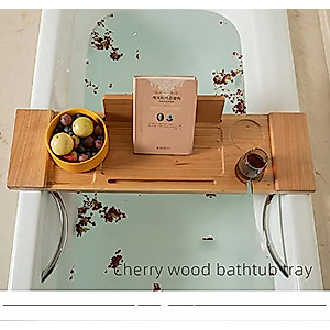LUKEO Bathtub Tray Bath Tray Wooden Bathroom Storage Spa Bath Tub Tray Bridge Shelf Organizer Reading Rack ( Size : 78cm )