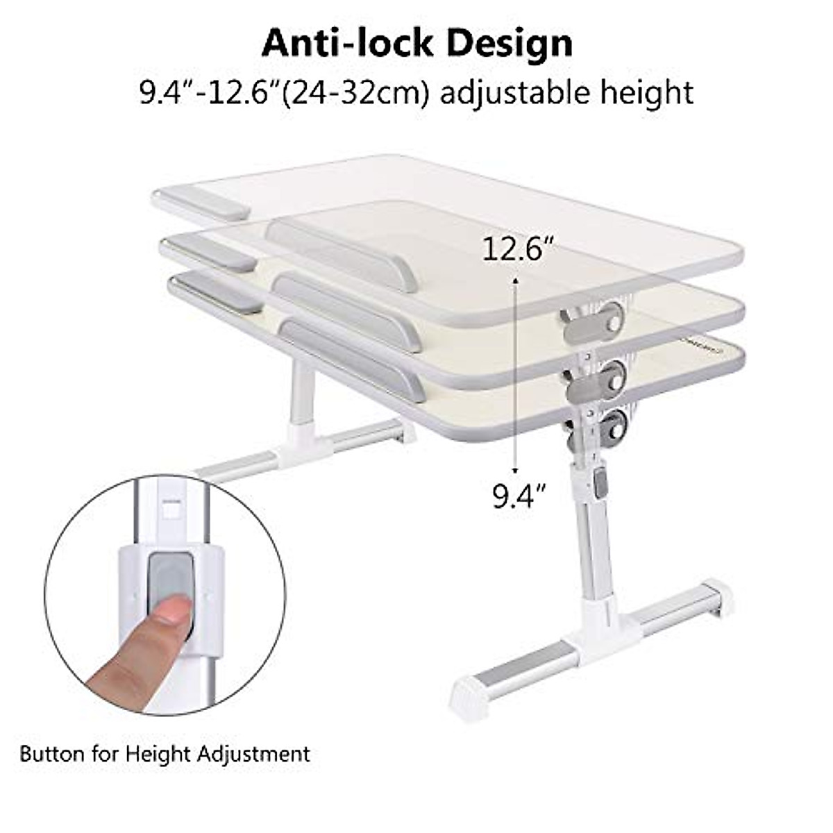 Laptop Bed Tray Table, Nearpow Adjustable Laptop Bed Stand, Portable Standing Table with Foldable Legs, Foldable Lap Tablet Table for Sofa Couch Floor - Medium Size