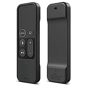 elago R1 Protective Silicone Case Cover Compatible with Apple TV 4K Siri 4th and 5th Generation Siri Remote Control - [Magnet Technology] [Lanyard Included] [Shock Absorption] - Black