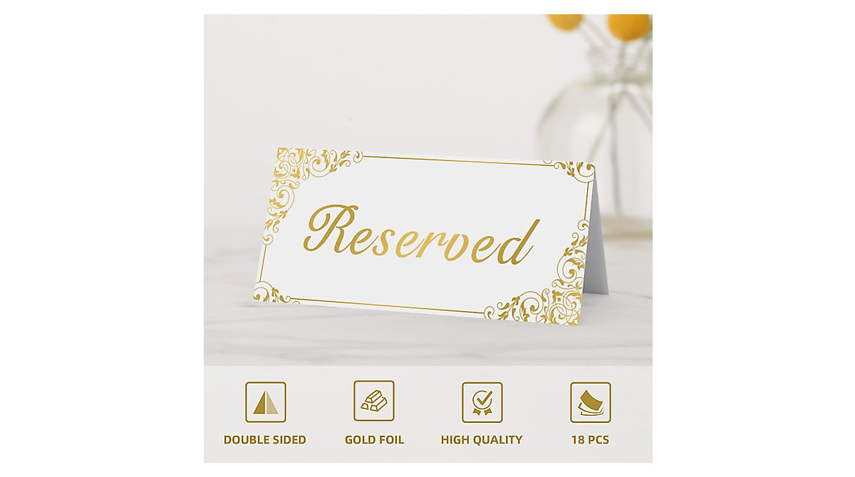 Elegant Gold Reserved Table Signs - 18 Pack for Events