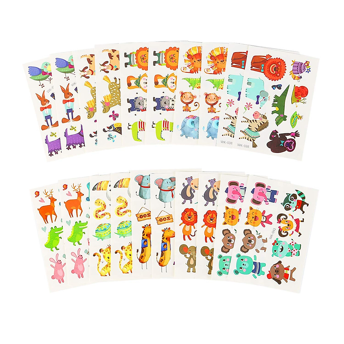 PHOGARY 200 Pieces 20 Sheets Animals Theme Temporary Tattoos Zoo Patterned Body Art Waterproof Tattoos for Kids