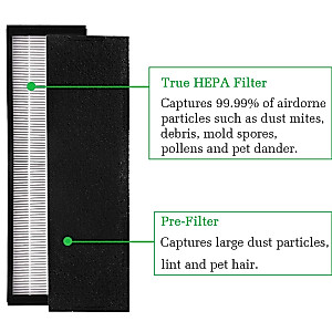 I clean Filter C Replacement Guardian FLT5250PT, Hepa Filter for FLT5000/FLT5111Series Air Purifiers AC5000, AC5000E, AC5350B, AC5300B Series(2 Pcs Hepa Filter C&6 Pcs Carbon Pre Filters