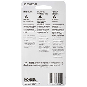 Kohler 25 050 22-S1 Engine Fuel Filter 51 Micron with 1/4-inch Fuel Line Inside Diameter