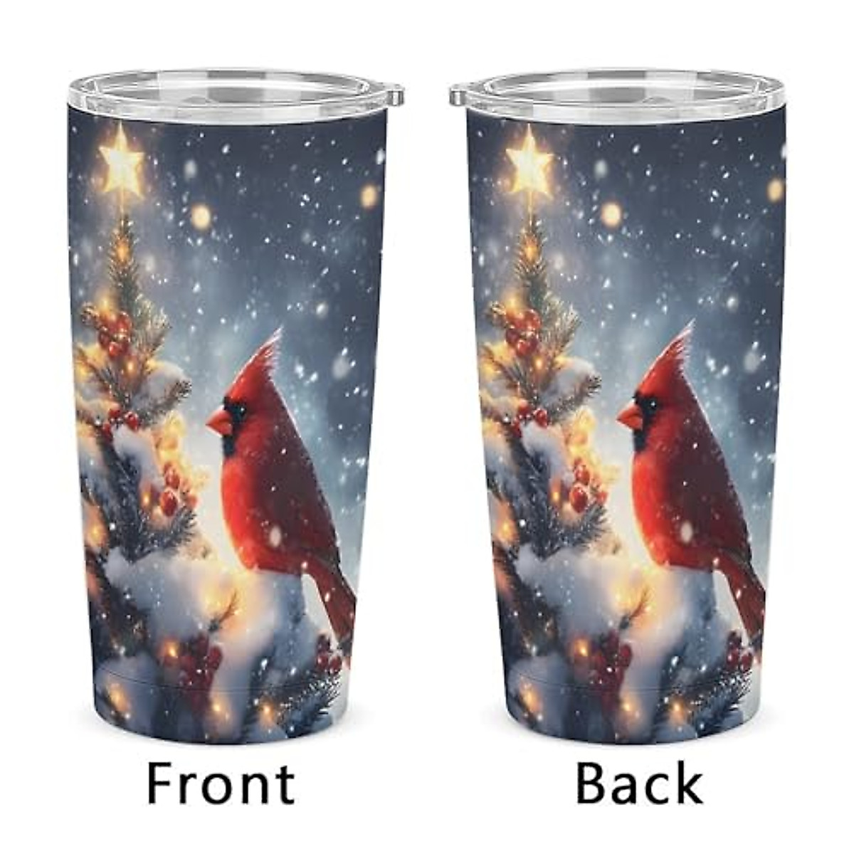 KIOWEIR Christmas Tree Bird Stainless Steel Tumbler 20oz With Lid And Straw, Insulated Tumblers Coffee Cup, Travel Mug for Ice Drink & Hot Beverage for Women Men Boys Girls