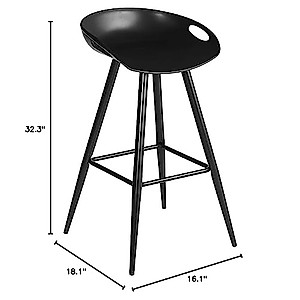 Homy Casa Inc Set of 2 Modern Simple Bar Stools,32.3" Counter Height Bar Stools Bar Chair with Low Backrest&Footrest for Home Bar Kitchen Dining Room Living Room Pub, Black