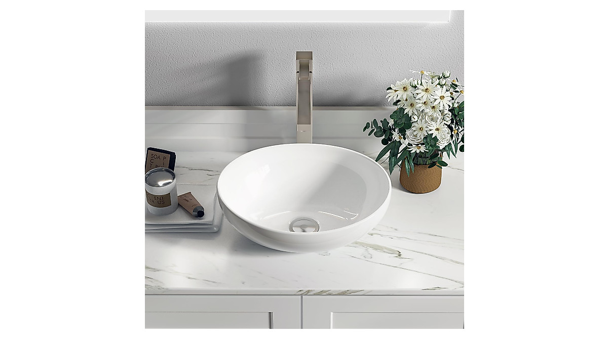 Elegant Sinber 16" Oval Ceramic Bathroom Sink