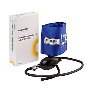 McKesson LUMEON Blood Pressure Cuff and Bulb, Royal Blue, Adult Small, 19 cm to 27 cm, 1 Count