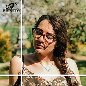 FEISEDY Glasses Frame Womens, Square Thick Eyeglasses Frame, Classic Eyewear for Men B2461