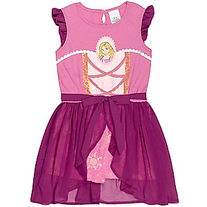Disney Princess Rapunzel Big Girls Metallic Print Romper With Skirt Overlay 10-12