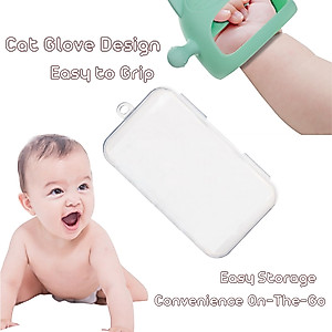 KRYHONVA Cat Glove Silicone Baby Teething Toy for 6month-3year Infants, Baby Chew Toys for Sucking Needs, Hand Pacifier for Breast Feeding Babies, Car Seat Toy for New Born